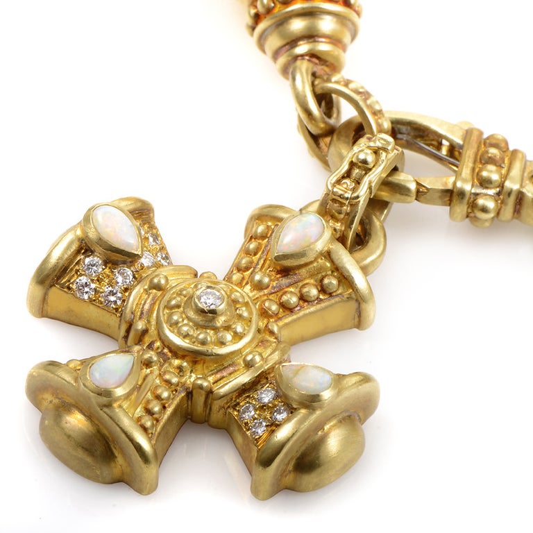 Judith Ripka Gold Beaded Enhancer Cross Necklace at 1stDibs