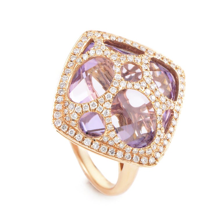 French Collection 18 Karat Rose Gold Amethyst and Diamond Ring RC8 ...
