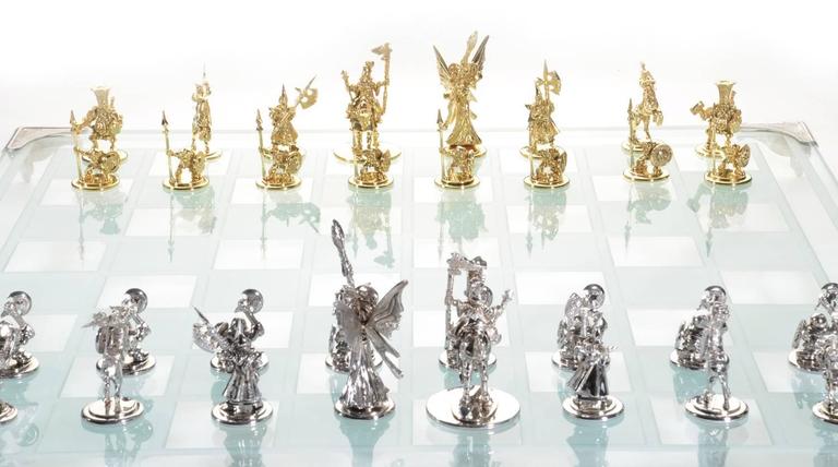 White and Yellow Gold Tempered Glass Chess Set For Sale at 1stDibs ...