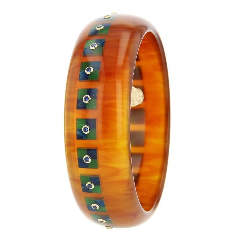 Mark Davis Bakelite Blue Yellow Gold Bangle For Sale at 1stDibs | mark ...