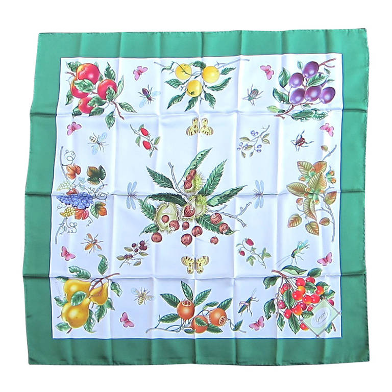 Gucci Silk Scarf V. Accornero Fruit "New Old Stock" at 1stDibs | v ...