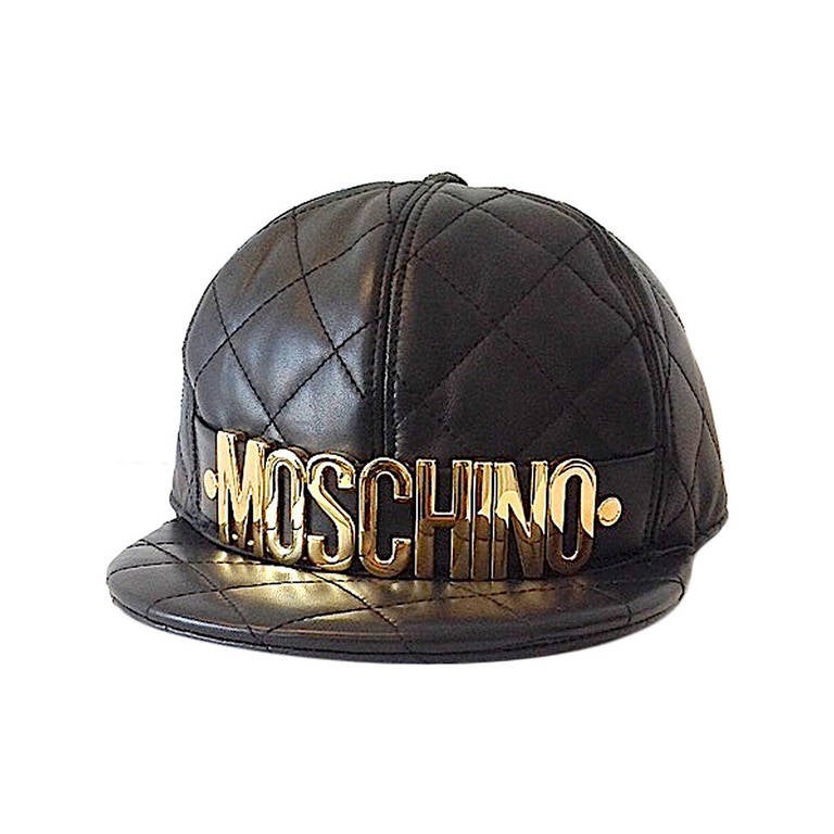 New Current Season Moschino Quilted Leather Cap For Sale at 1stDibs