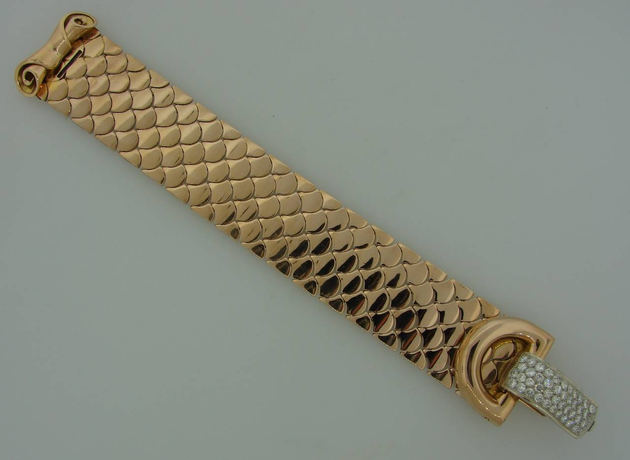 1940s Boucheron Paris Diamond Gold Buckle Bracelet at 1stDibs