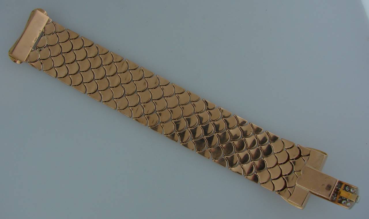 1940s Boucheron Paris Diamond Gold Buckle Bracelet at 1stDibs