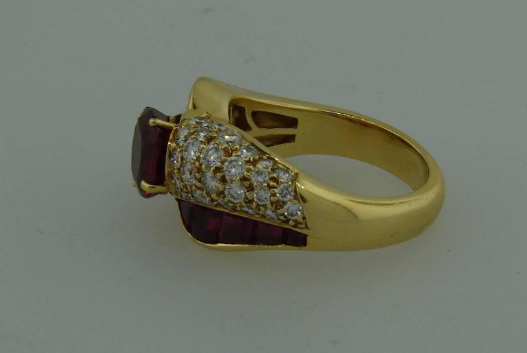 Vintage GRAFF Ruby Diamond 18k Yellow Gold Ring 2.06 cts AGL Report For ...