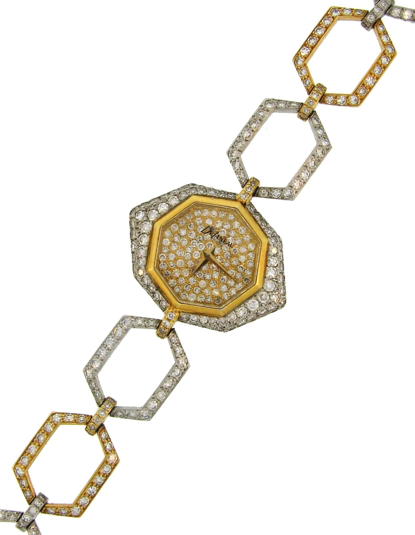 DeLaneau Lady's Yellow Gold Diamond Wristwatch at 1stDibs