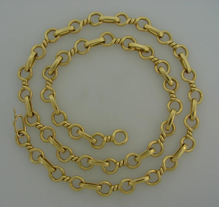 1980s Bulgari Gold Heavy Link Chain Necklace at 1stDibs