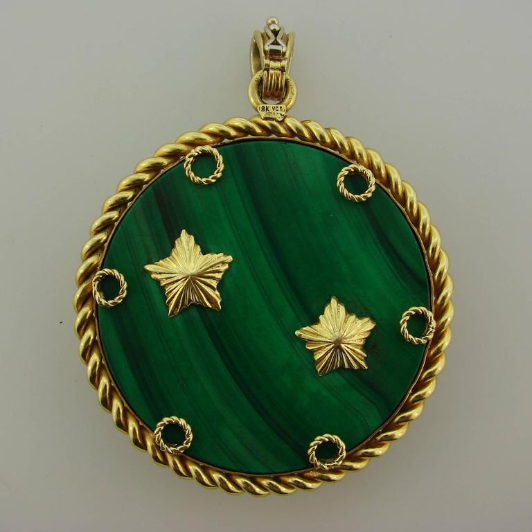 1970s Van Cleef and Arpels Malachite Diamond Gold Capricorn Pendant at 1stDibs | malachite capricorn