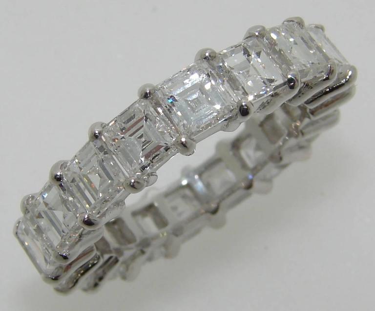 Square Step Cut Diamond Gold Eternity Band Ring Size 5.25 For Sale at ...