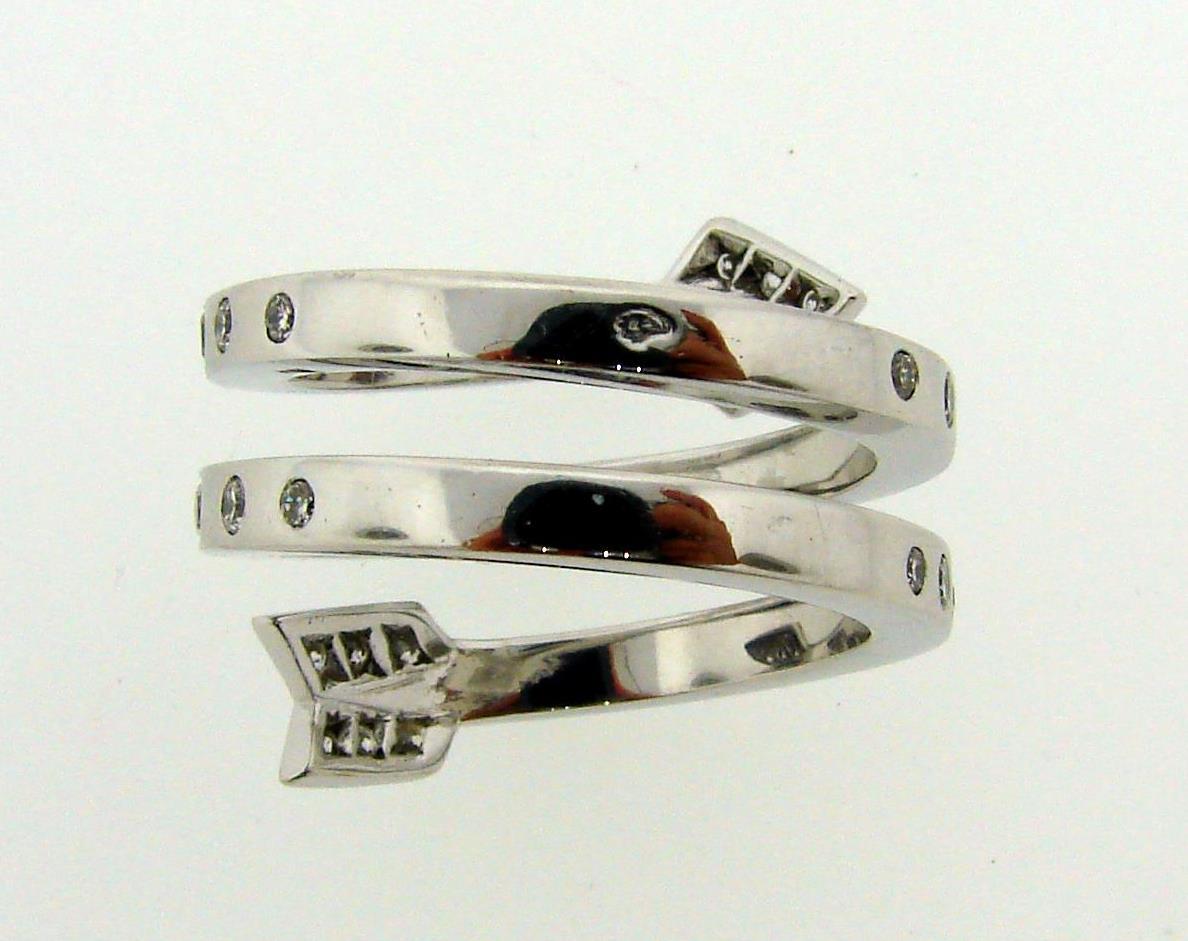 Diamond White Gold Spiral Ring by Lorenz Baumer at 1stDibs