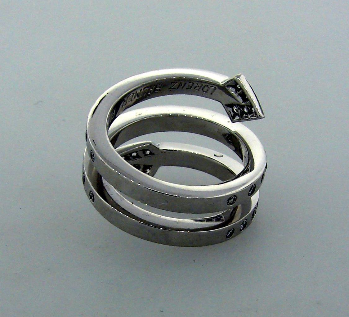 Diamond White Gold Spiral Ring by Lorenz Baumer at 1stDibs