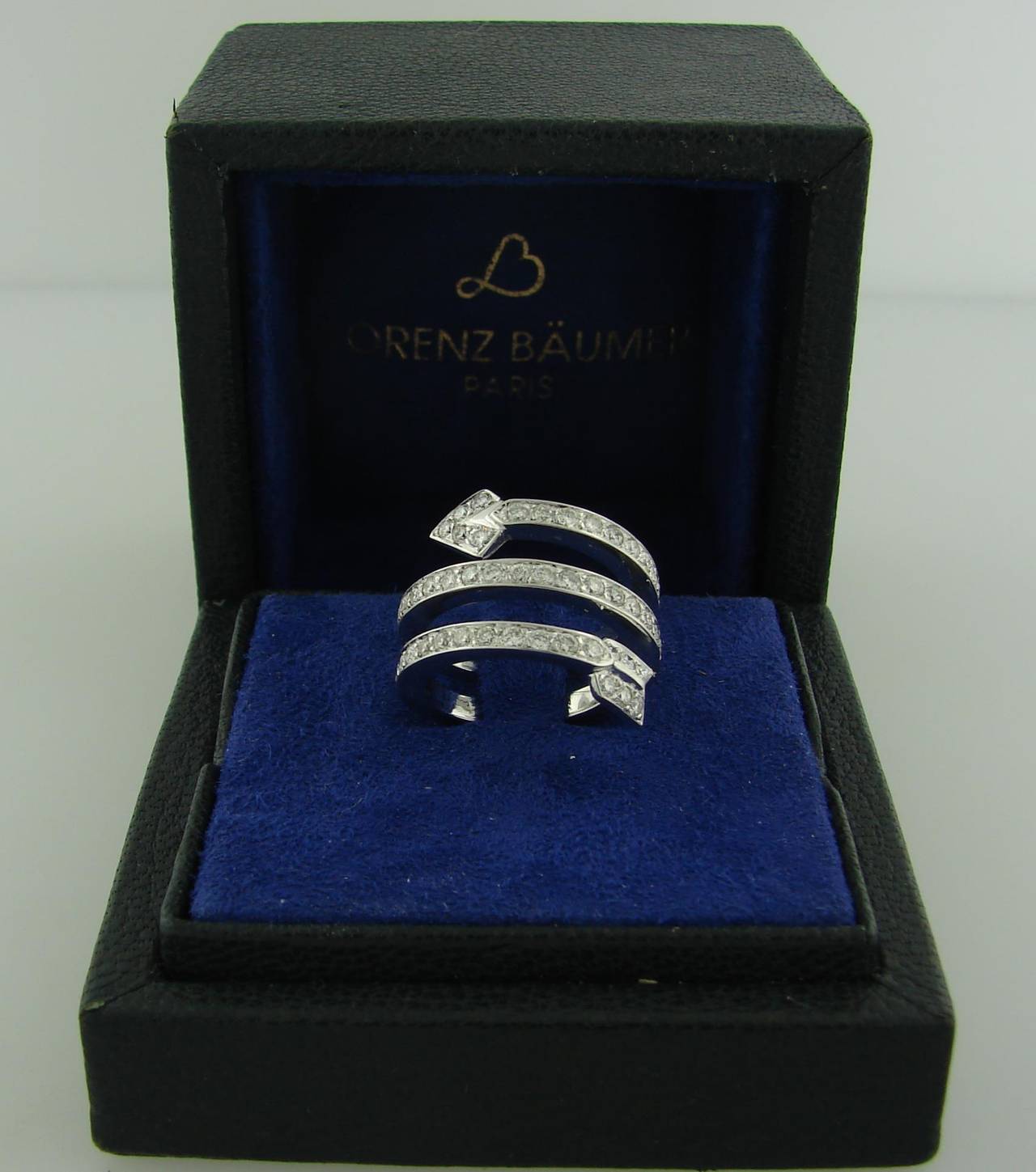 Diamond White Gold Spiral Ring by Lorenz Baumer at 1stDibs