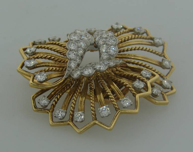 Cartier Diamond Yellow Gold Brooch Pin at 1stDibs | vintage gold pins ...