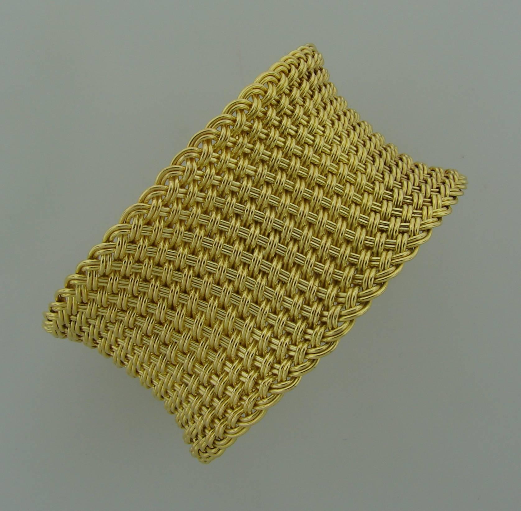 1960s Paul Flato Yellow Gold Woven Cuff Bracelet For Sale at 1stDibs