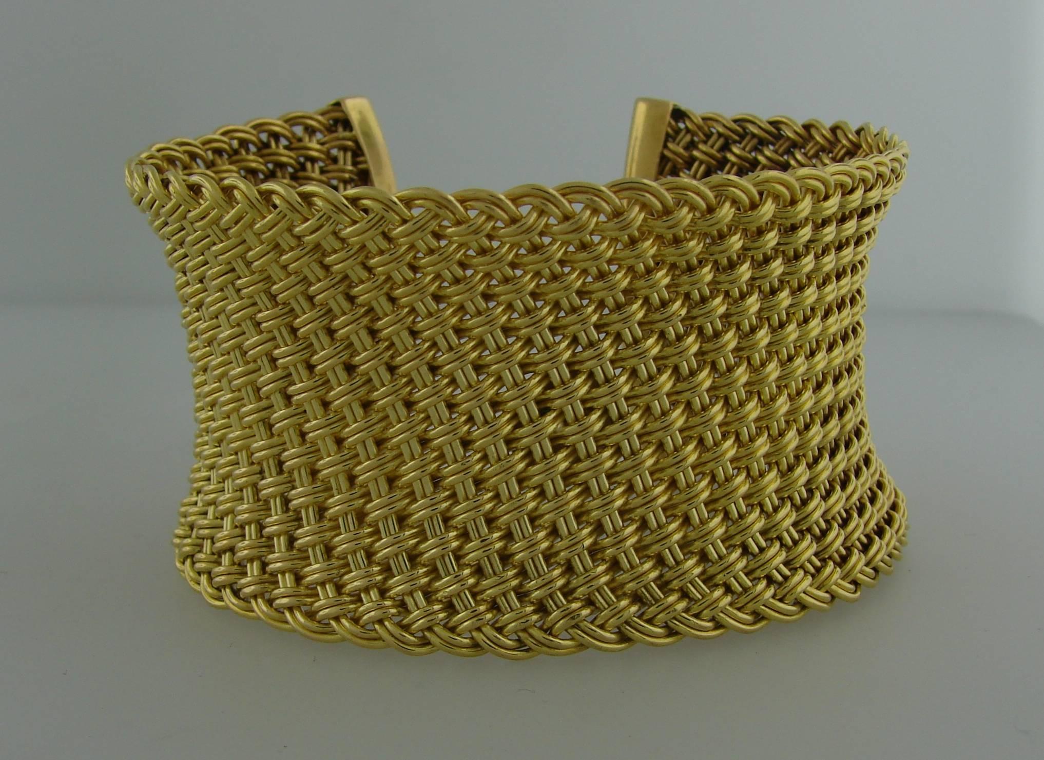 1960s Paul Flato Yellow Gold Woven Cuff Bracelet For Sale at 1stDibs