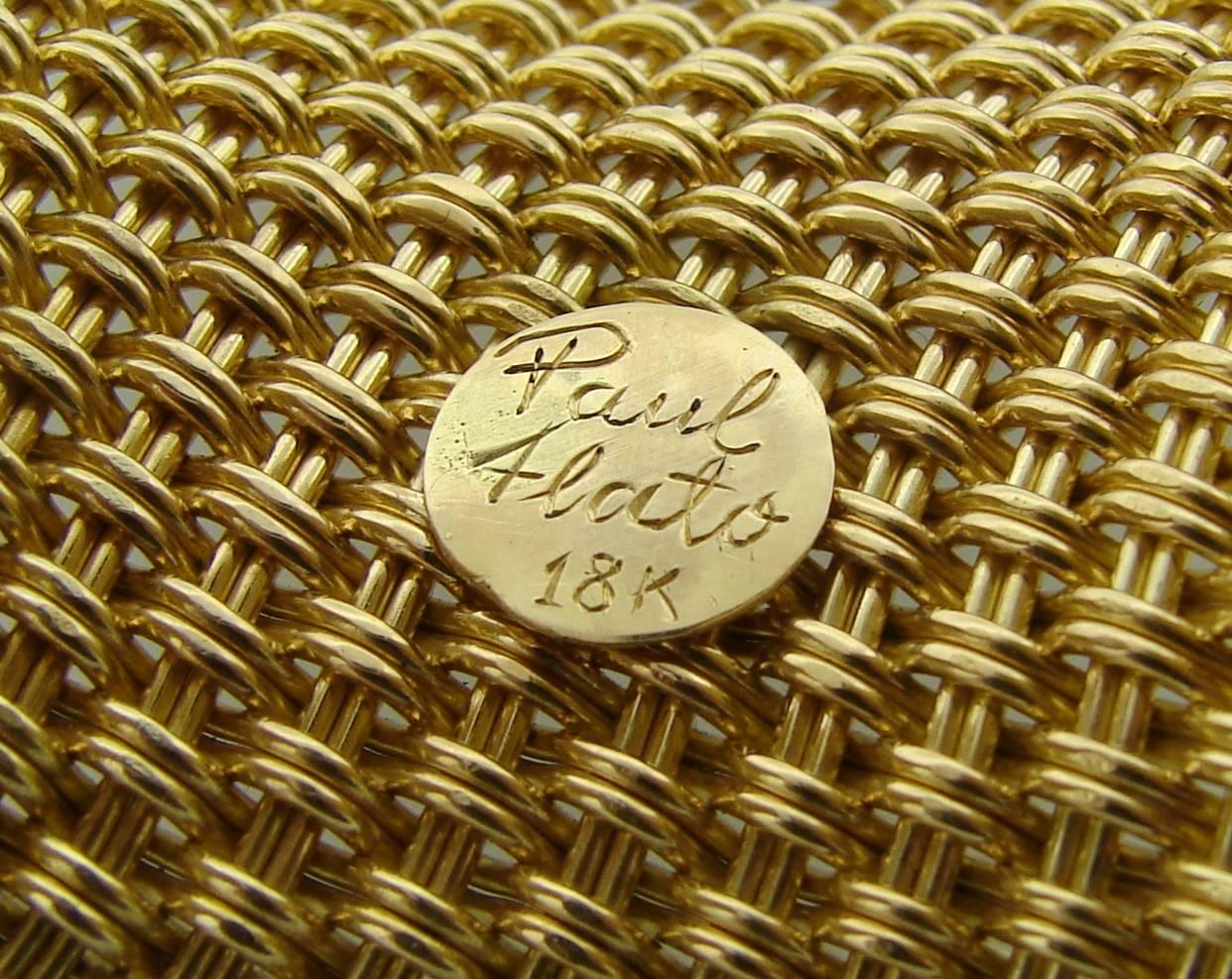 1960s Paul Flato Yellow Gold Woven Cuff Bracelet For Sale at 1stDibs