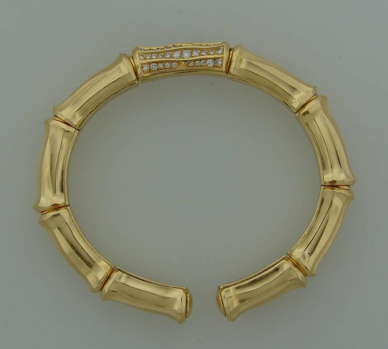 CARTIER Diamond Yellow Gold Bamboo Bangle Bracelet at 1stDibs | cartier bamboo bracelet, gold ...