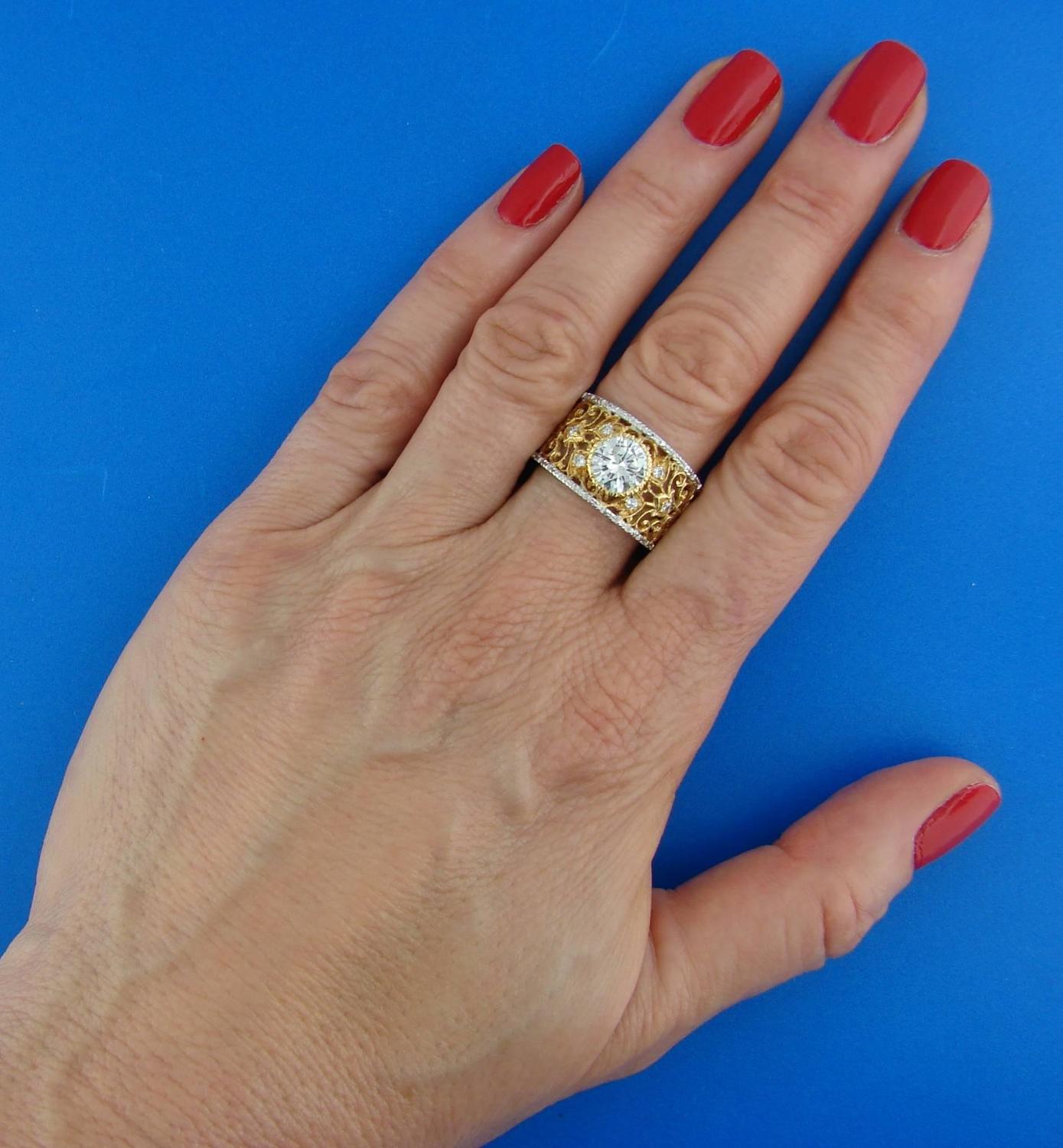 1960s Mario Buccellati Diamond Gold Lacy Band Ring For Sale at 1stdibs