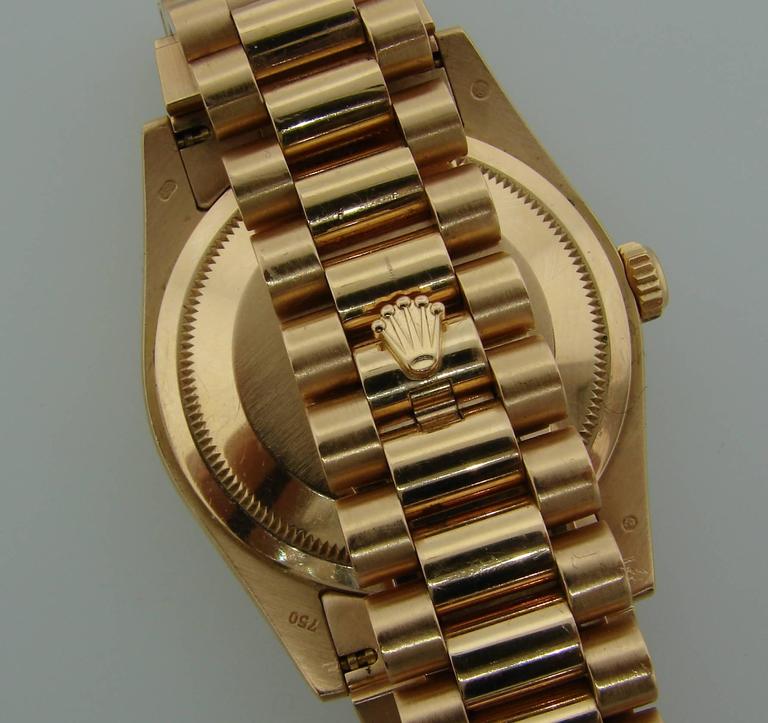 Rolex Rose Gold Oyster Perpetual Day-Date Wristwatch For Sale at 1stDibs