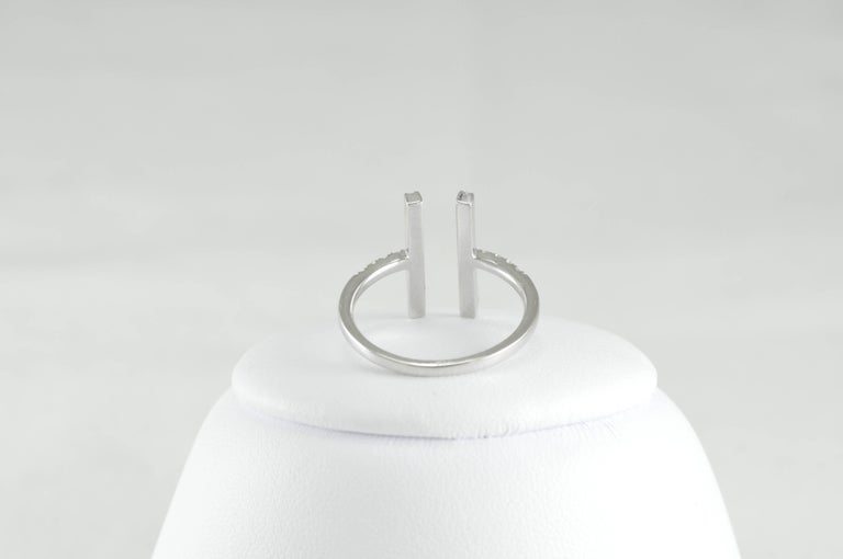 White Diamond and Gold Two-Bar Ring at 1stDibs