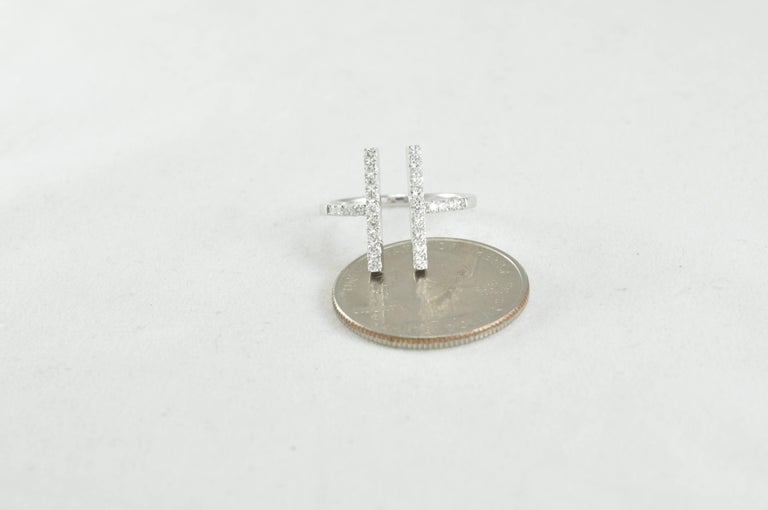 White Diamond and Gold Two-Bar Ring at 1stDibs