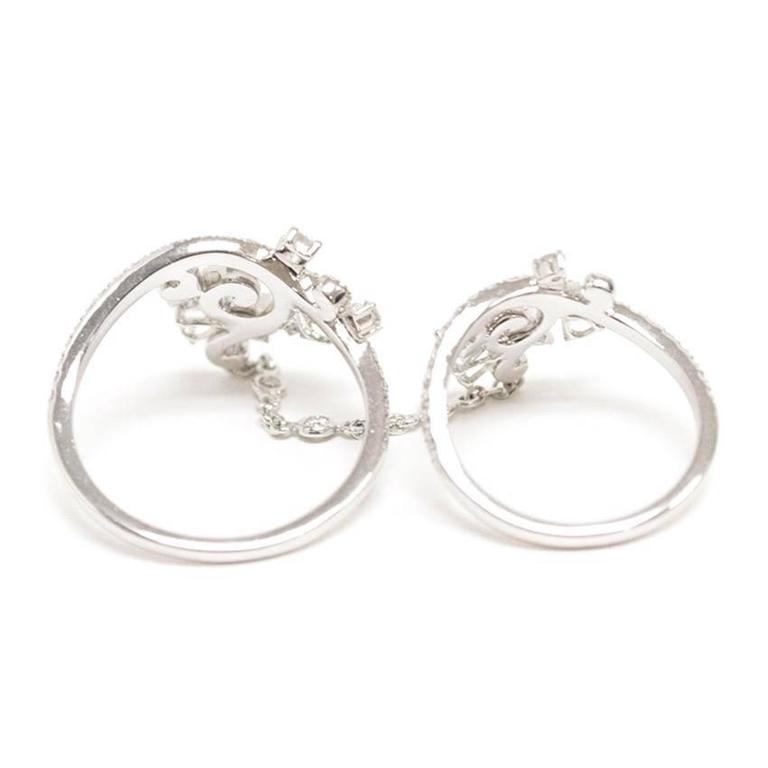 Bespoke Diamond White Gold Double Ring For Sale at 1stDibs
