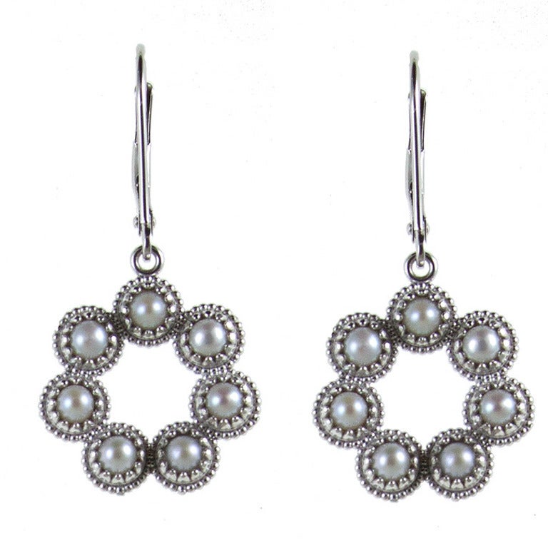 Pearl Gold Circlet Earrings For Sale at 1stDibs