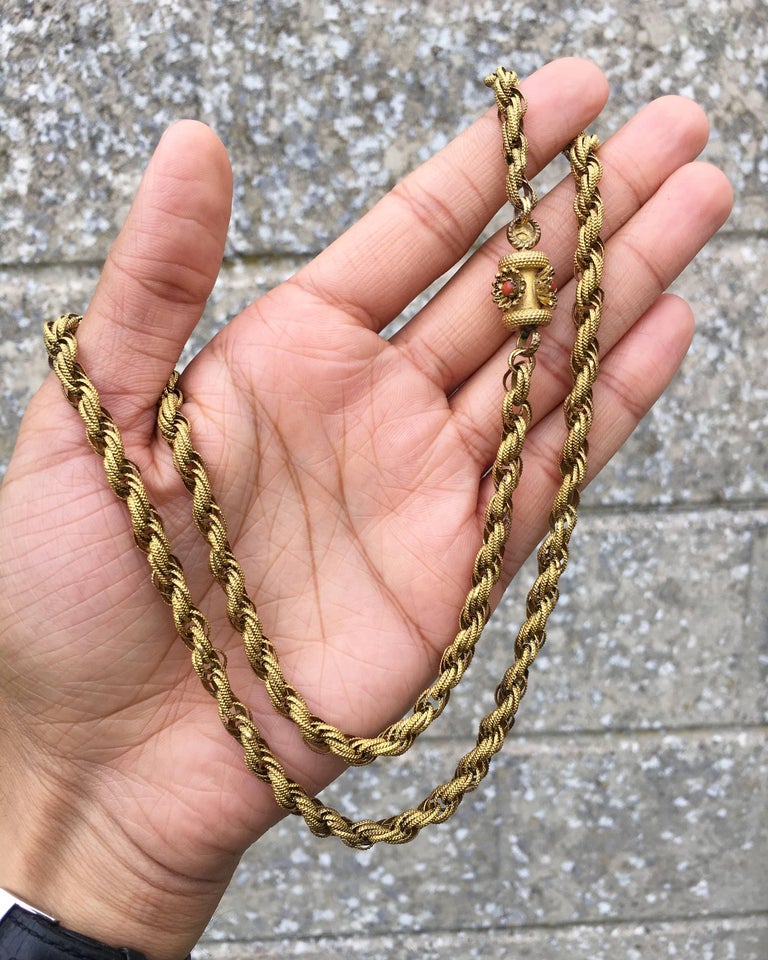 Coral Georgian Pinchbeck Chain at 1stDibs