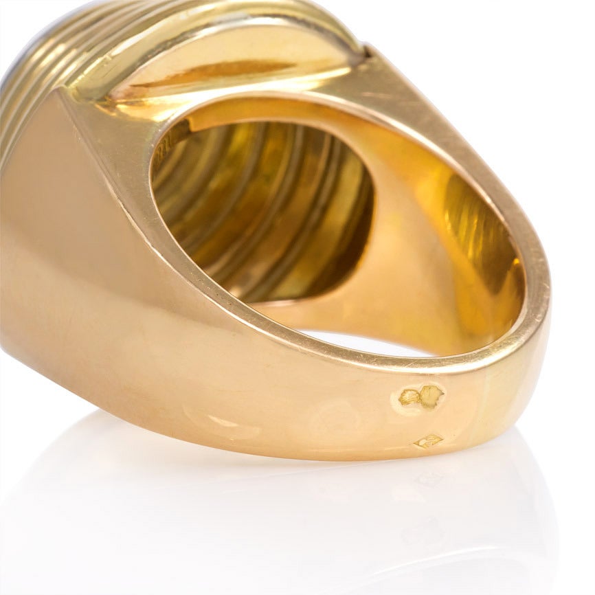 1940s French Gold and Diamond Target Ring at 1stDibs