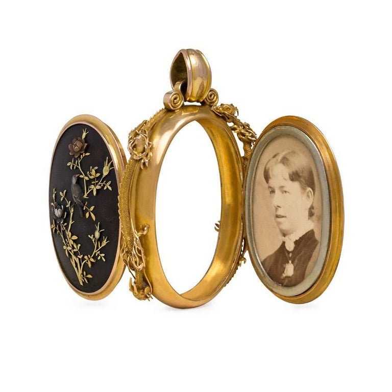 Victorian Double-Sided Shakudo Locket With Dragons at 1stDibs