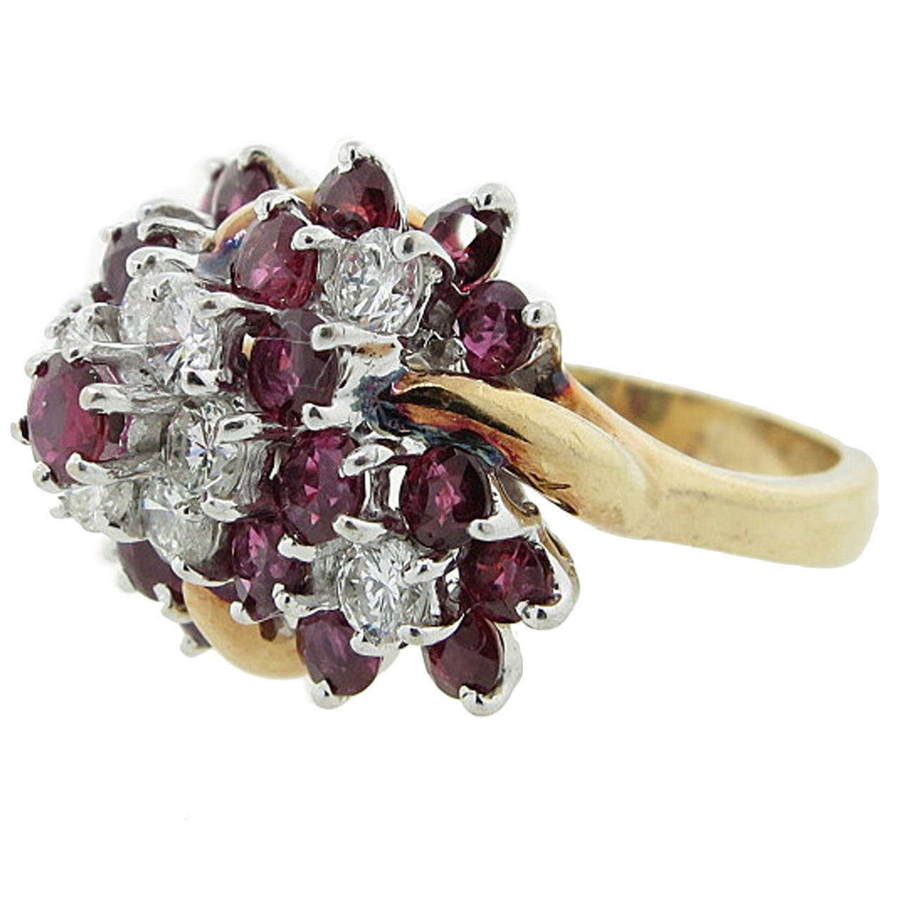 Natural Ruby and Diamond Cocktail Ring at 1stDibs