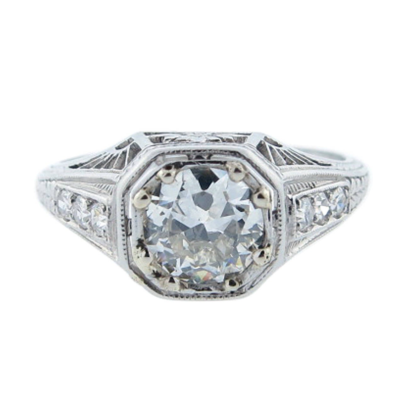 Art Deco Diamond Platinum Ring at 1stDibs