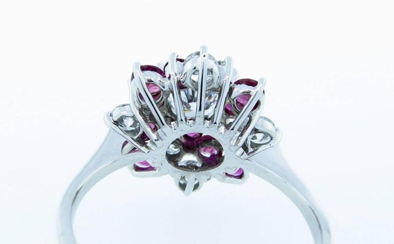 Pretty Ruby Diamond Platinum Pinwheel Ring For Sale at 1stDibs