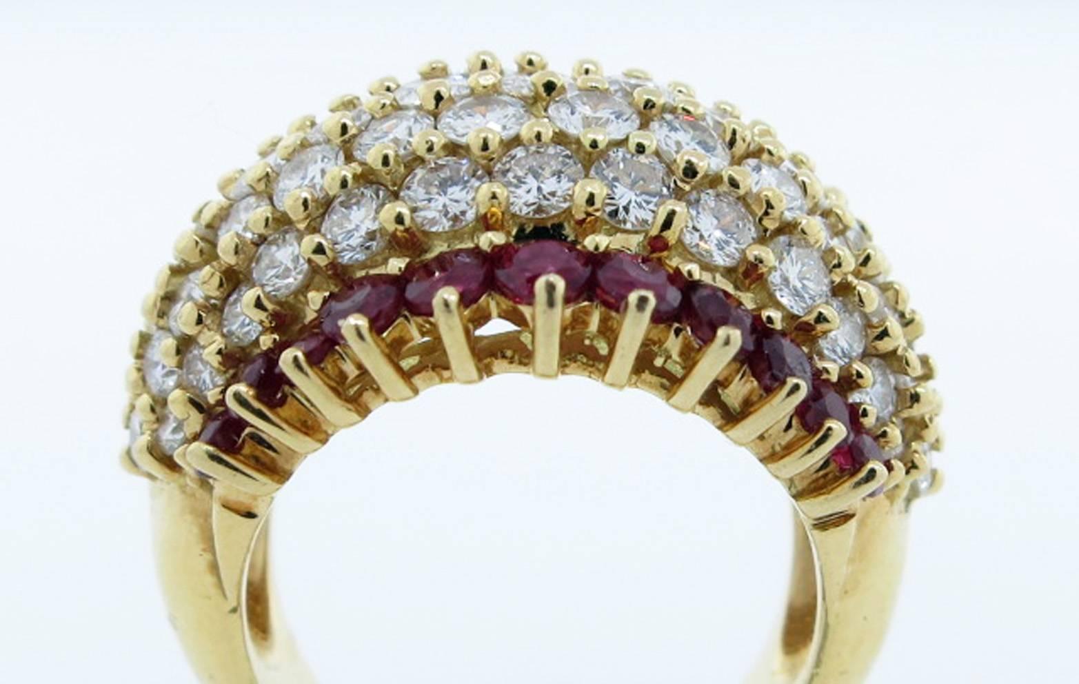 Classic Natural Ruby and Diamond Dome Ring For Sale at 1stDibs