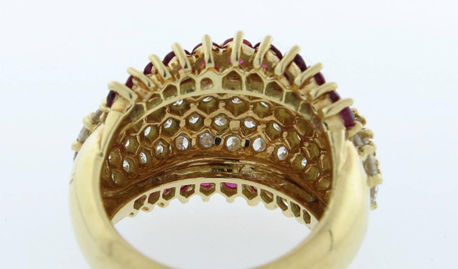 Classic Natural Ruby and Diamond Dome Ring For Sale at 1stDibs