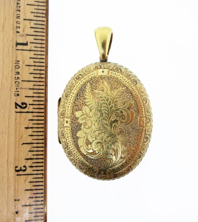 Large Double Sided Antique Engraved Locket at 1stDibs