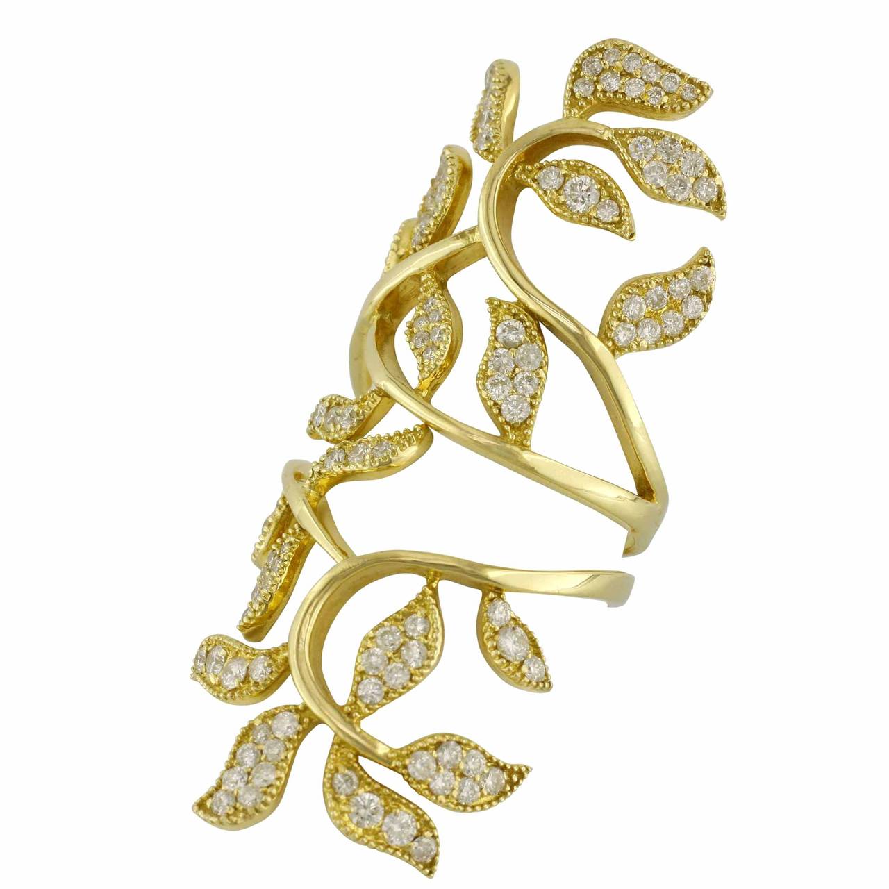 Burdeen's Beautiful Diamond Gold Hinged Leafy Vine Design Ring For Sale ...