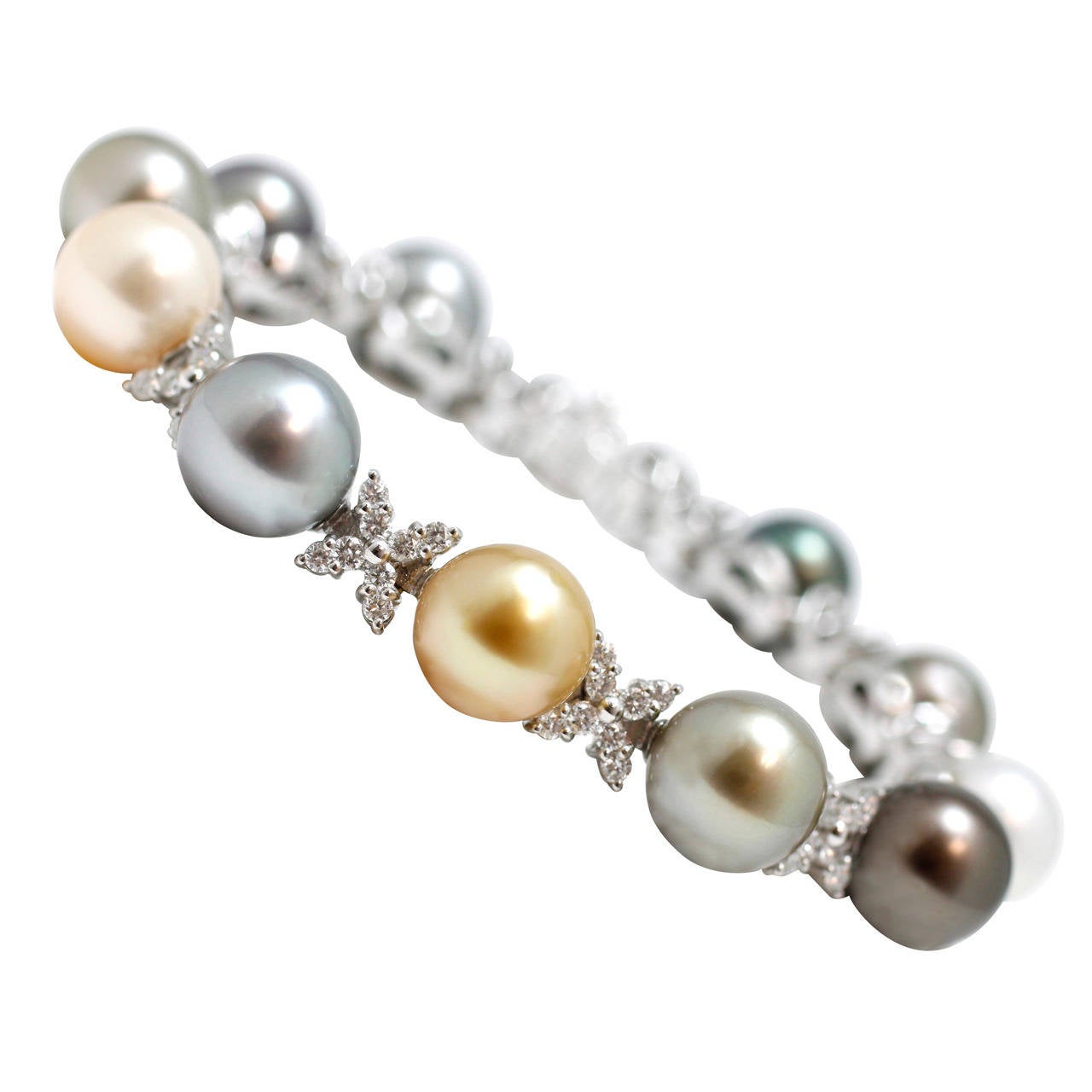 Gregg Ruth Magnificent Multi-Color South Sea and Diamond Pearl Bracelet ...