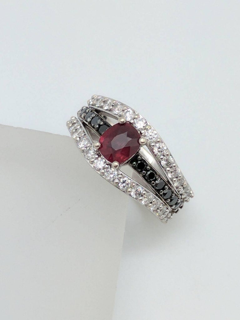 Ruby Black White Diamond Ring at 1stDibs