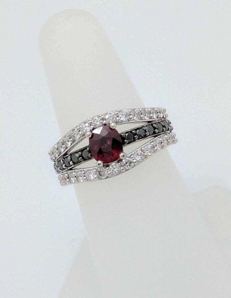 Ruby Black White Diamond Ring at 1stDibs