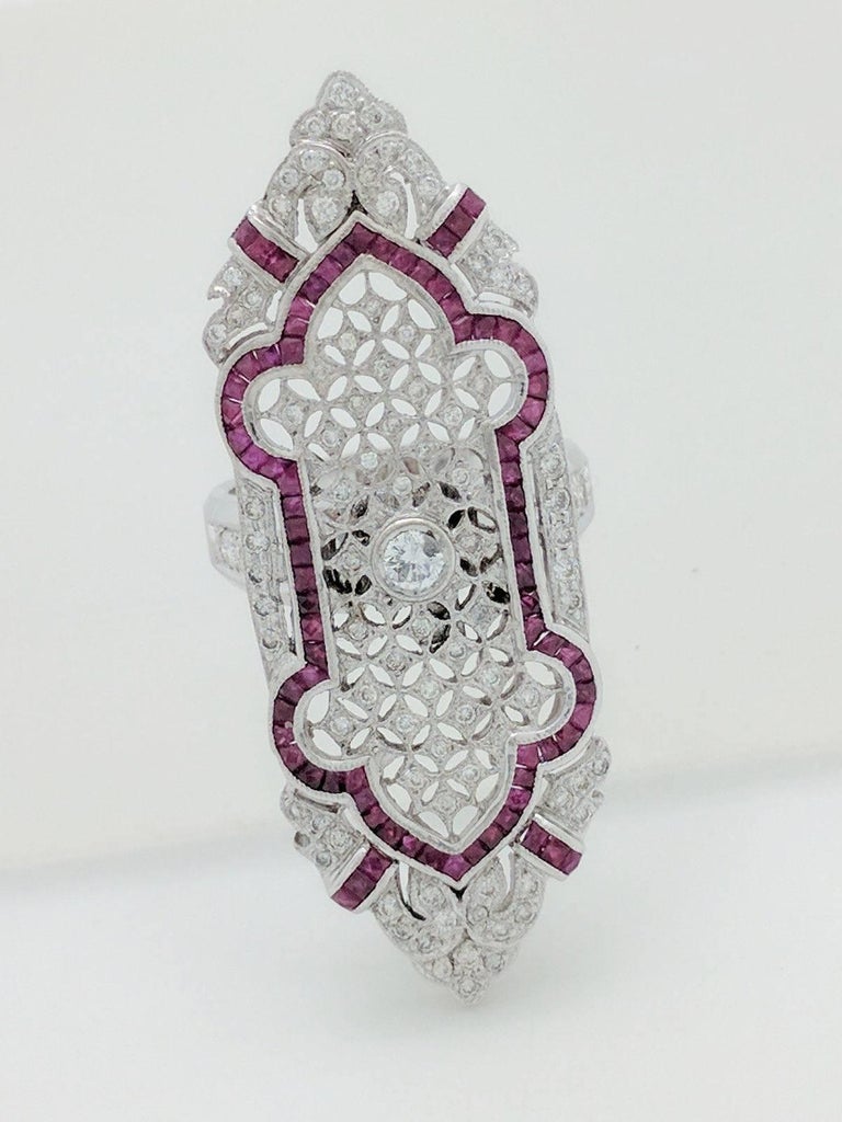 Ruby Diamond Filigree Ring at 1stDibs
