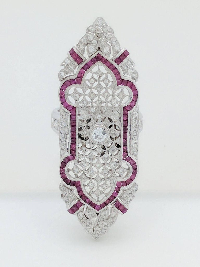 Ruby Diamond Filigree Ring at 1stDibs