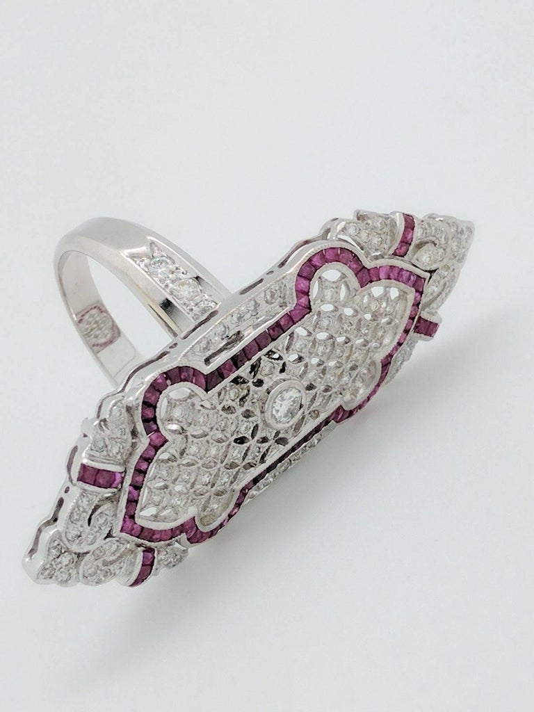 Ruby Diamond Filigree Ring at 1stDibs