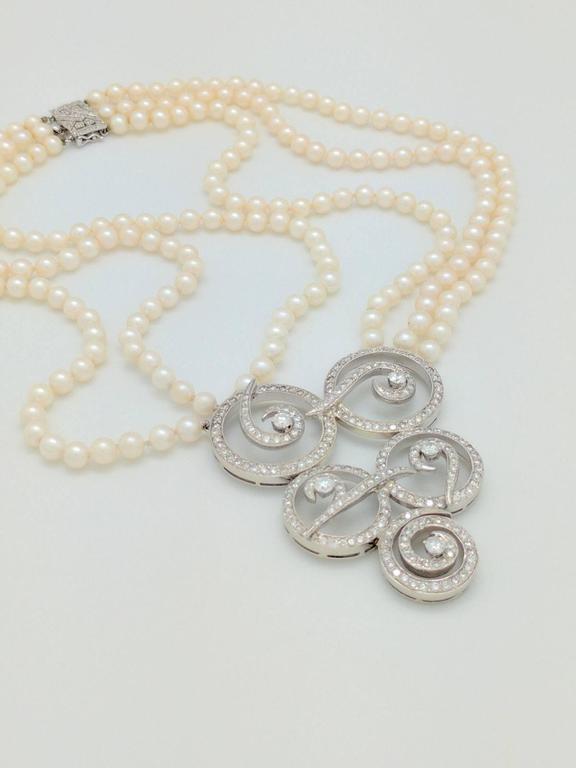 Multi Strand Cultured Akoya Pearl Diamond Enhancer Necklace For Sale at ...