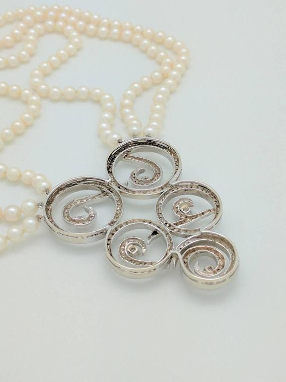 Multi Strand Cultured Akoya Pearl Diamond Enhancer Necklace For Sale at ...