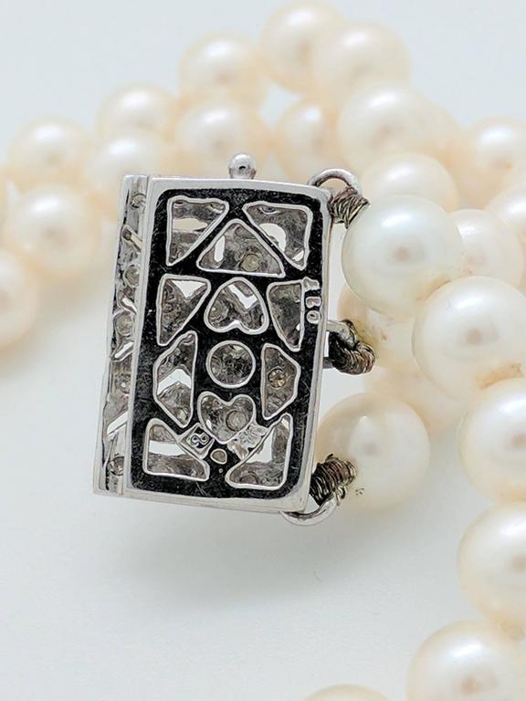 Multi Strand Cultured Akoya Pearl Diamond Enhancer Necklace For Sale at ...