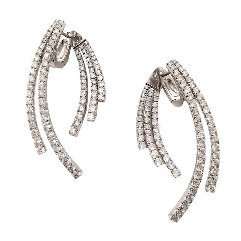Diamond White Gold Dangle Earrings at 1stDibs