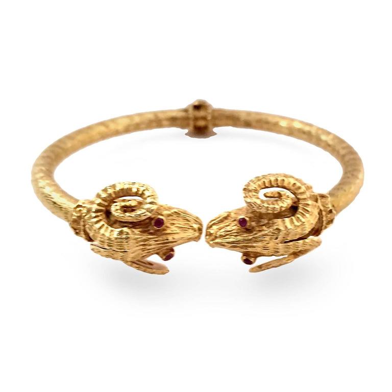 Ruby Gold Ruby Rams' Head Bracelet at 1stDibs
