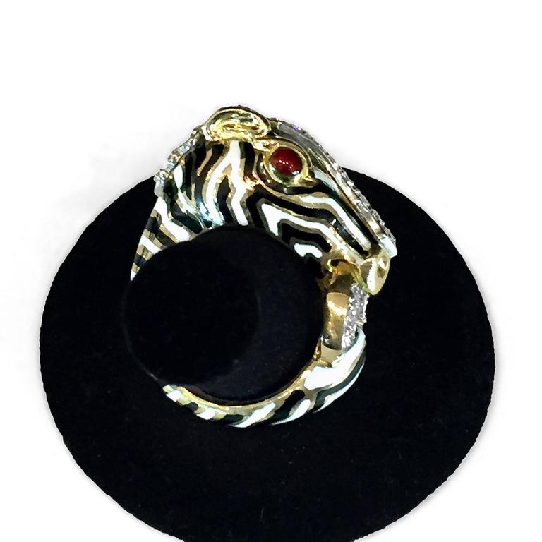 David Webb Enamel Diamond Gold Zebra Ring at 1stDibs | david webb zebra ...