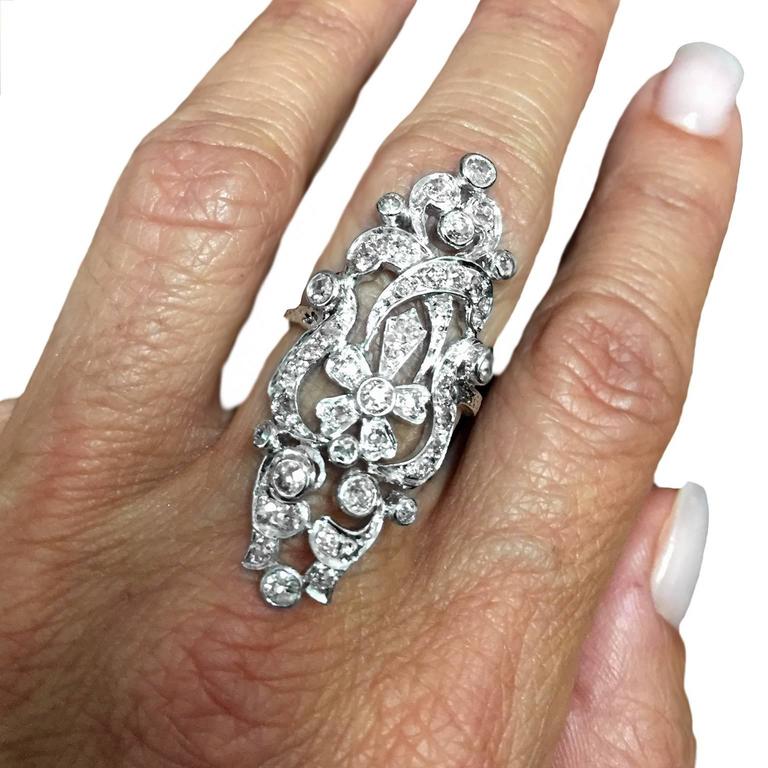 Edwardian Swirl Design Diamond Platinum/Gold Dinner Ring at 1stDibs ...